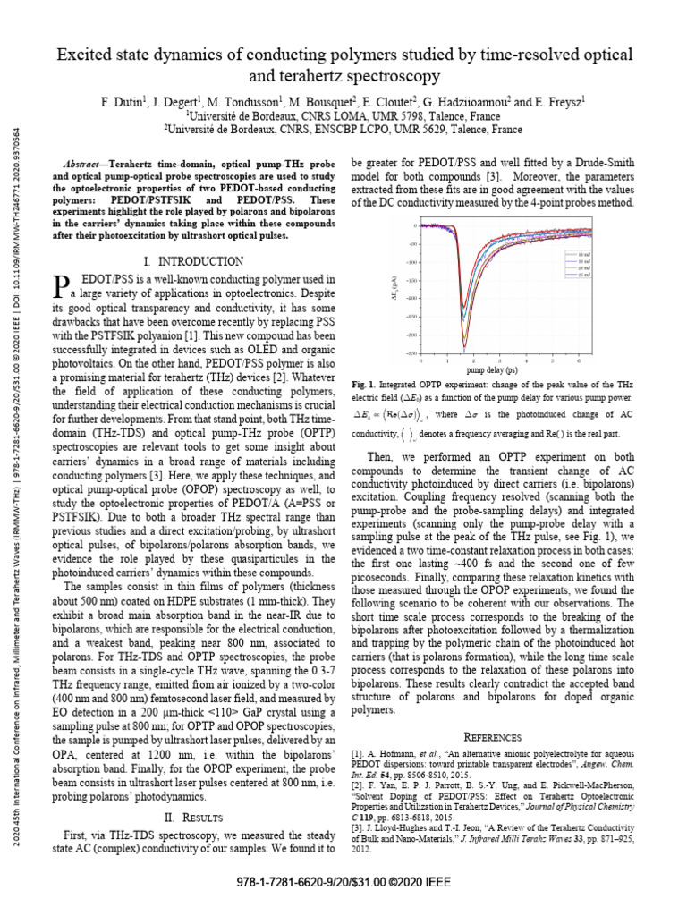 Excited State Dynamics of Conducting Polymers Studied by Time-Resolved Optical and Terahertz ...