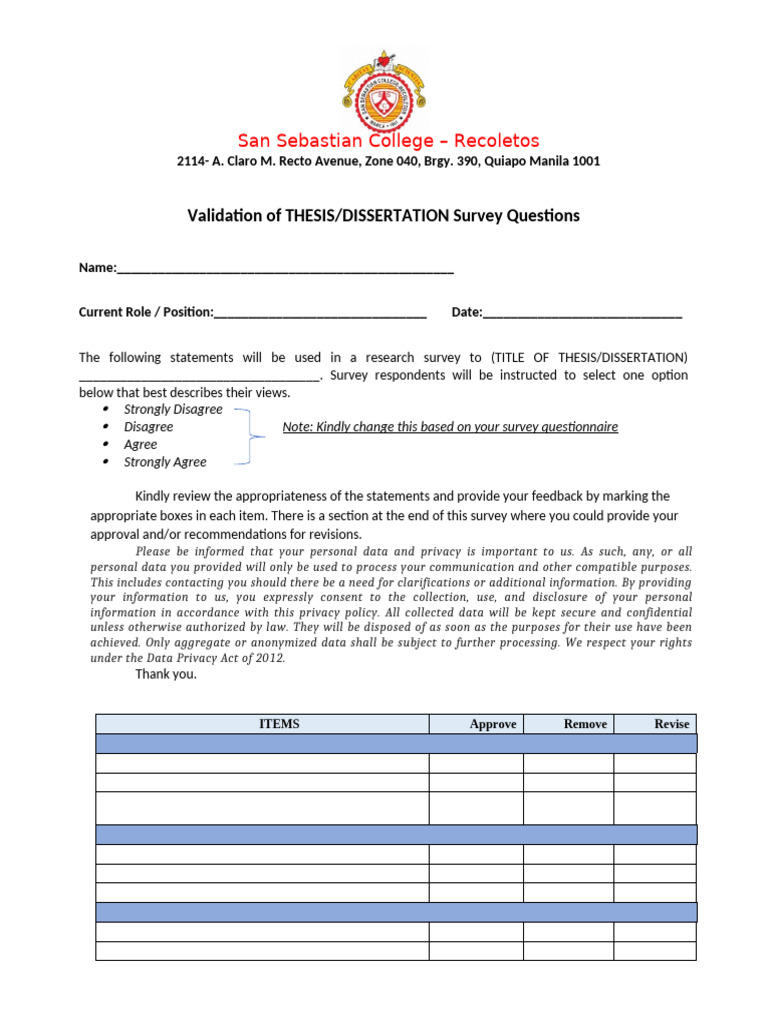 Validation of Survey Questions 1 | PDF