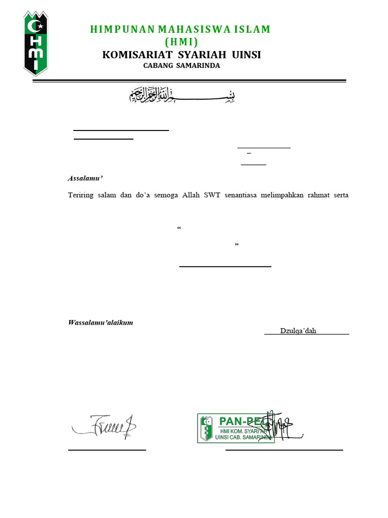 Surat Permohonan Pemateri NDP. | PDF