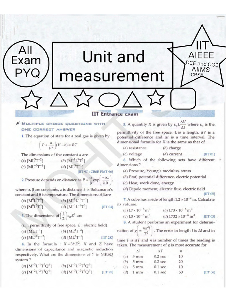Unit and Measurement (Pyq) | PDF