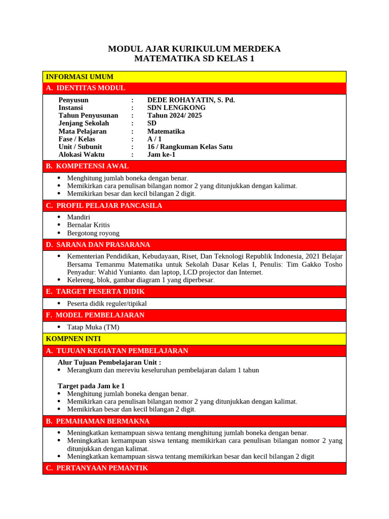 Modul Ajar 16 DEDE | PDF