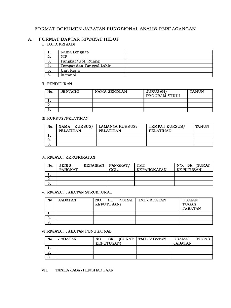 Format Dokumen Jabatan Fungsional | PDF