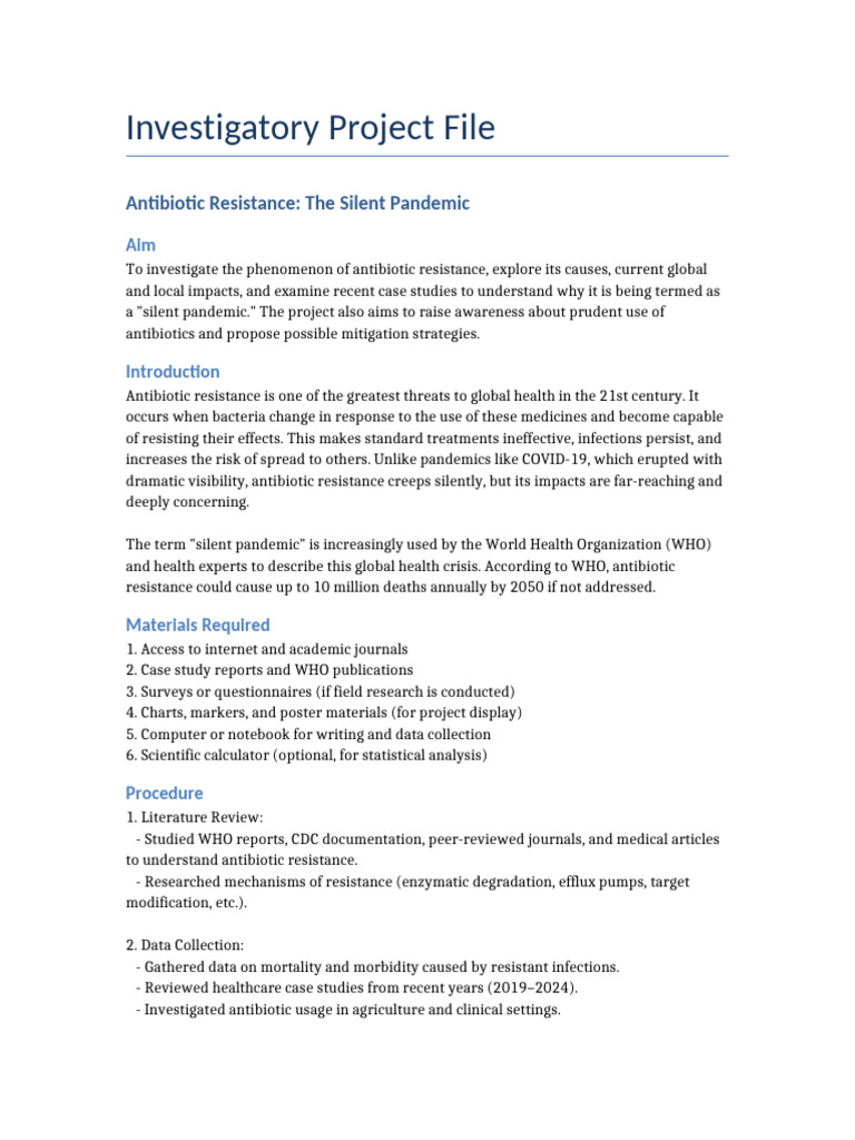 Antibiotic Resistance Project | PDF | Antimicrobial Resistance ...