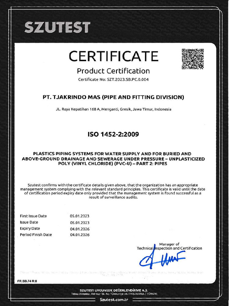 ISO 1452 (Sistem Perpipaan Plastik Untuk Suplai Air Dan Drainase Bawah ...