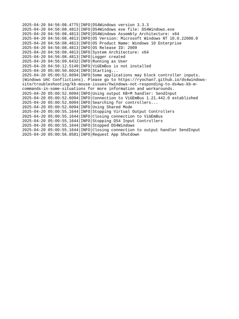 Ds4windows Log | PDF