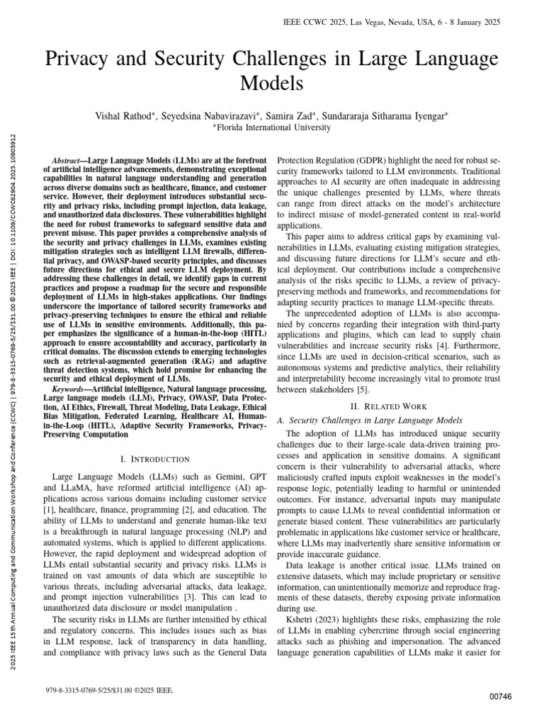 Privacy and Security Challenges in Large Language | PDF | Security ...