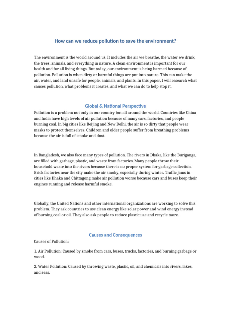 Research Paper On Pollution | PDF | Pollution | Waste