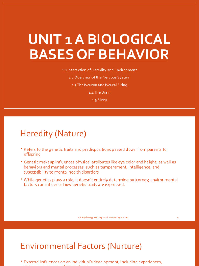 Unit 1 A Biological Bases & Sleep | PDF | Neurotransmitter | Sleep