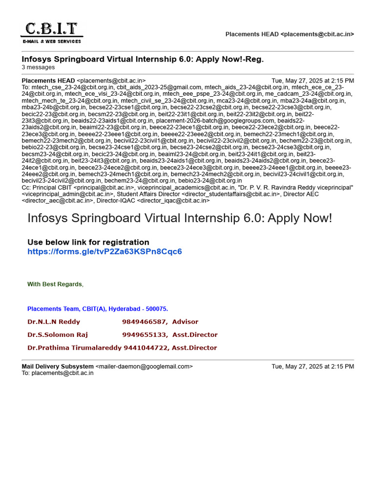 Infosys Springboard Virtual Internship 6.0 - Apply Now!-Reg | PDF