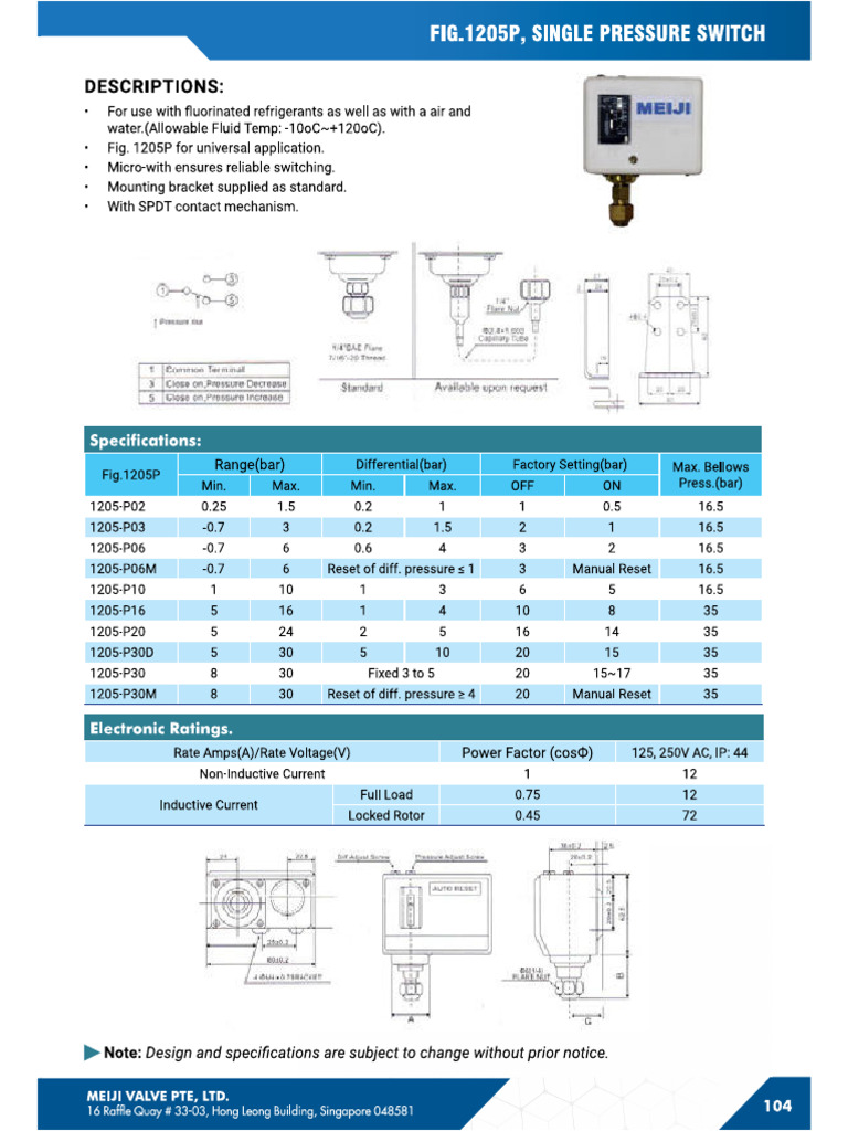68 Fig.1205P Meiji Single Pressure Switch | PDF