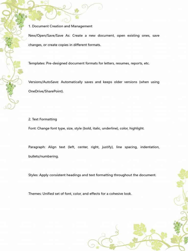 Microsoft Word Summary Notes | PDF | Microsoft Excel | Citation
