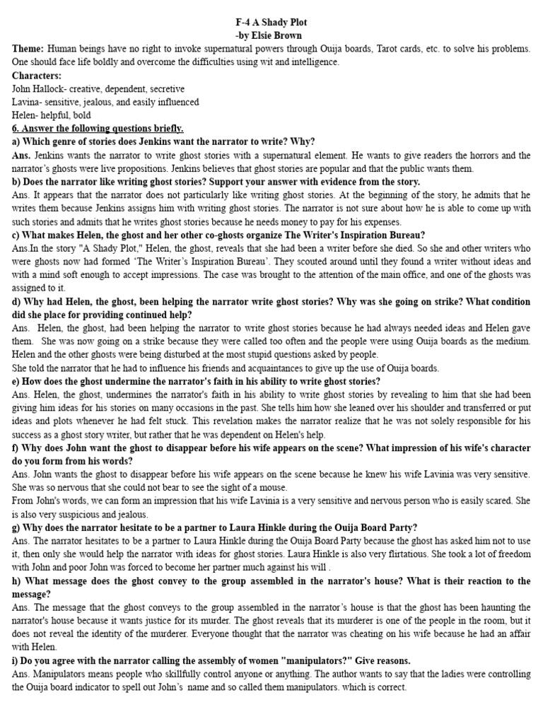F-4 A Shady Plot - by Elsie Brown | PDF | Ghosts