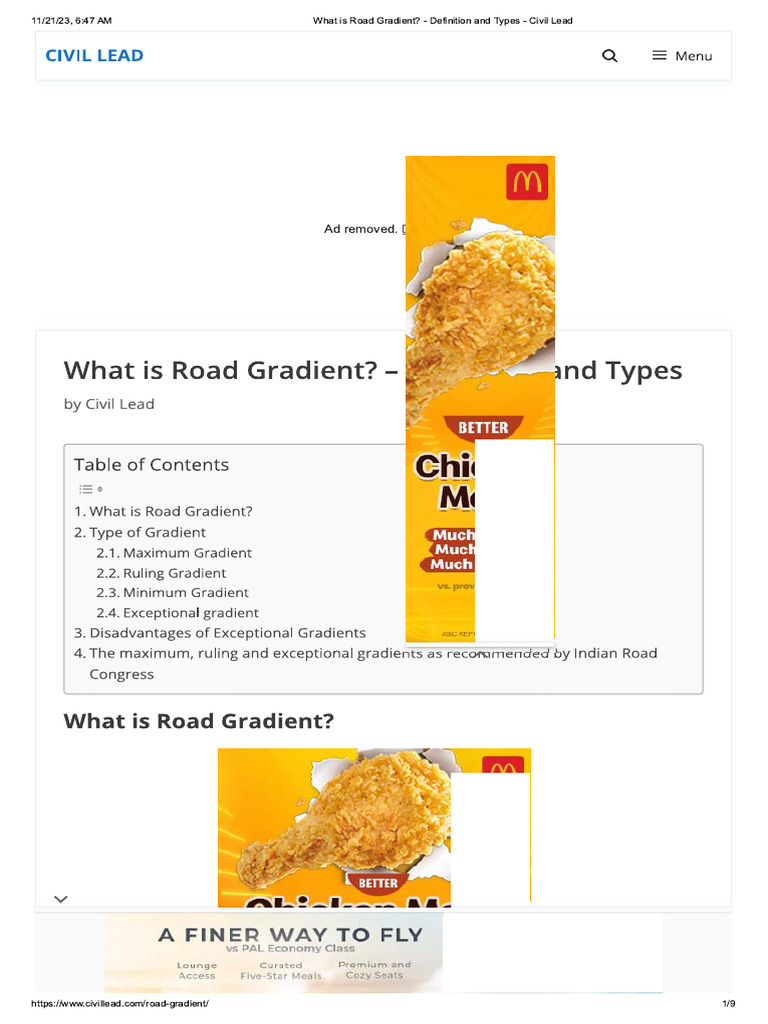 What Is Road Gradient - Definition and Types - Civil Lead | PDF