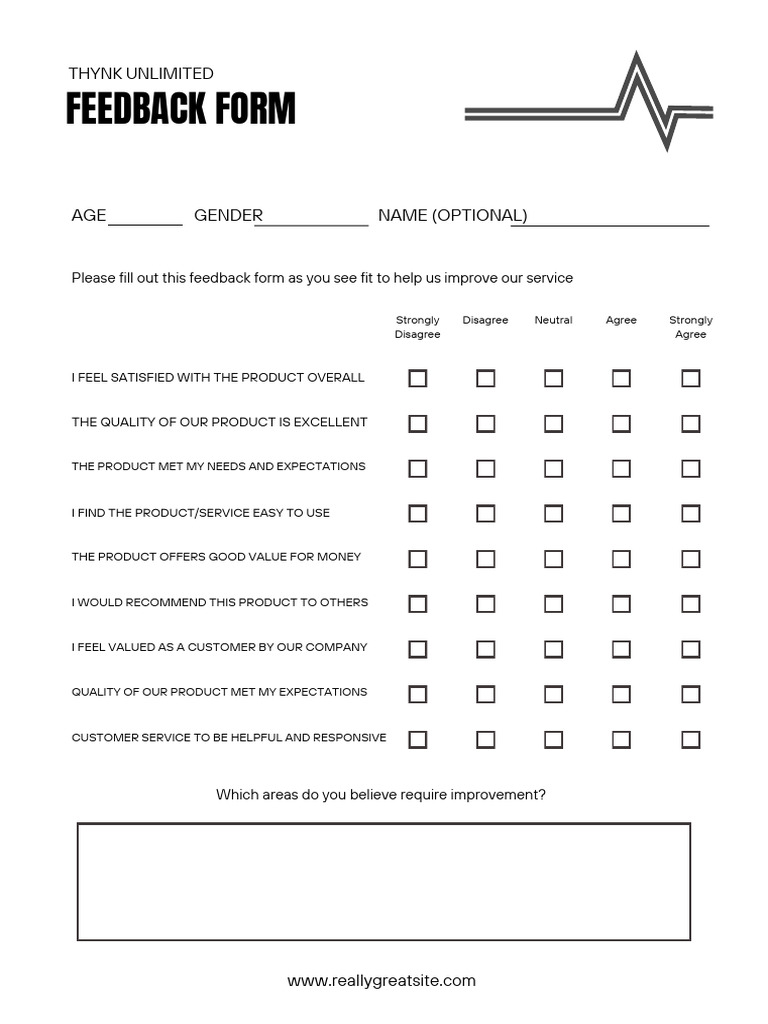 Professional Feedback Form A4 Document | PDF