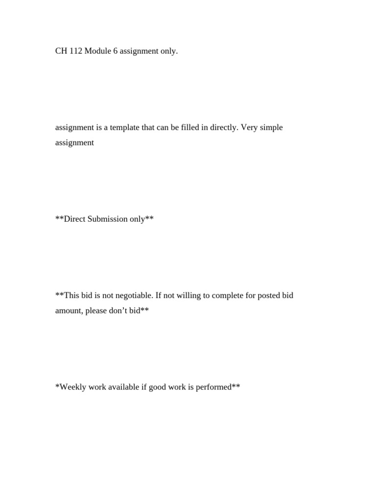 CH 112 Module 6 Assignment Only Assignment Is A Template TH | PDF