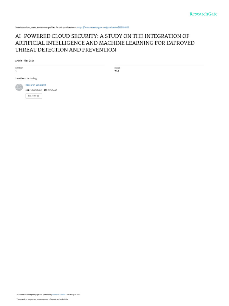 Ai Powered Cloud Security A Study On The Integration of Artificial Intelligence and Machine ...