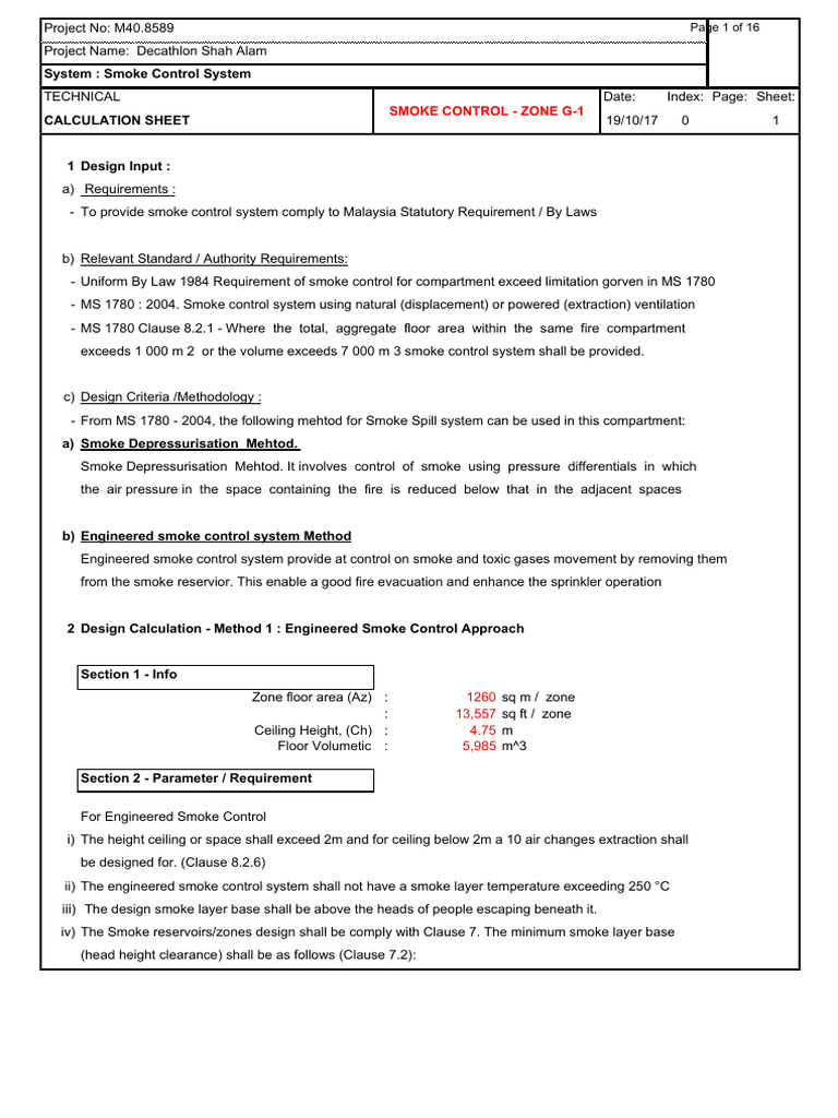 Smoke Control System Design Calculations | PDF | Ventilation ...