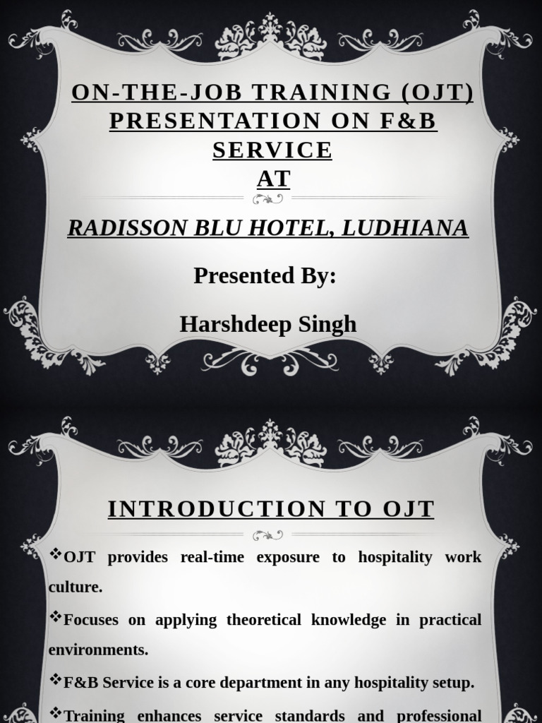 OJT Insights: F&B Service at Radisson Blu | PDF | Restaurants