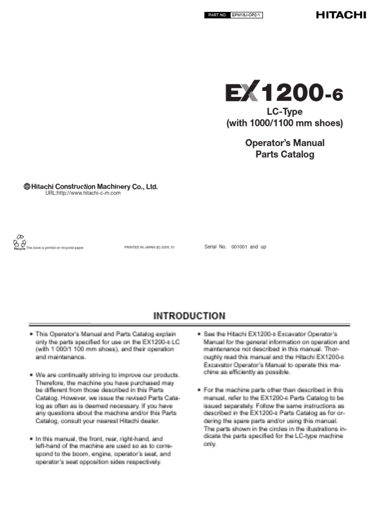 EX1200-6 LC Operator's Manual | PDF | Nut (Hardware) | Screw