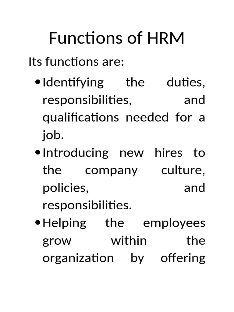 Functions of HRM | PDF