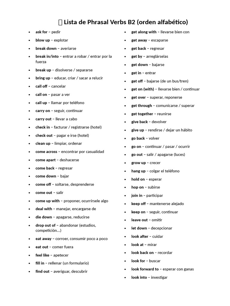 Lista de Phrasal Verbs B2 | PDF