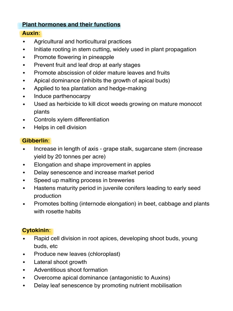 Functions of Plant Hormones Explained | PDF | Plant Hormone | Seed