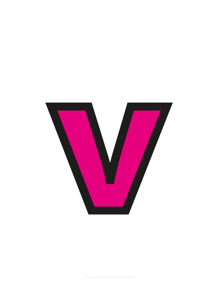 V Lower Case Letter Pink With Black Contours A4 | PDF