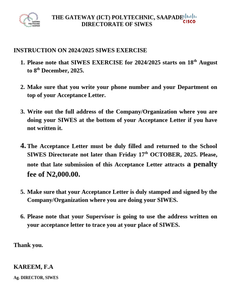 202425 Siwes Instruction | PDF