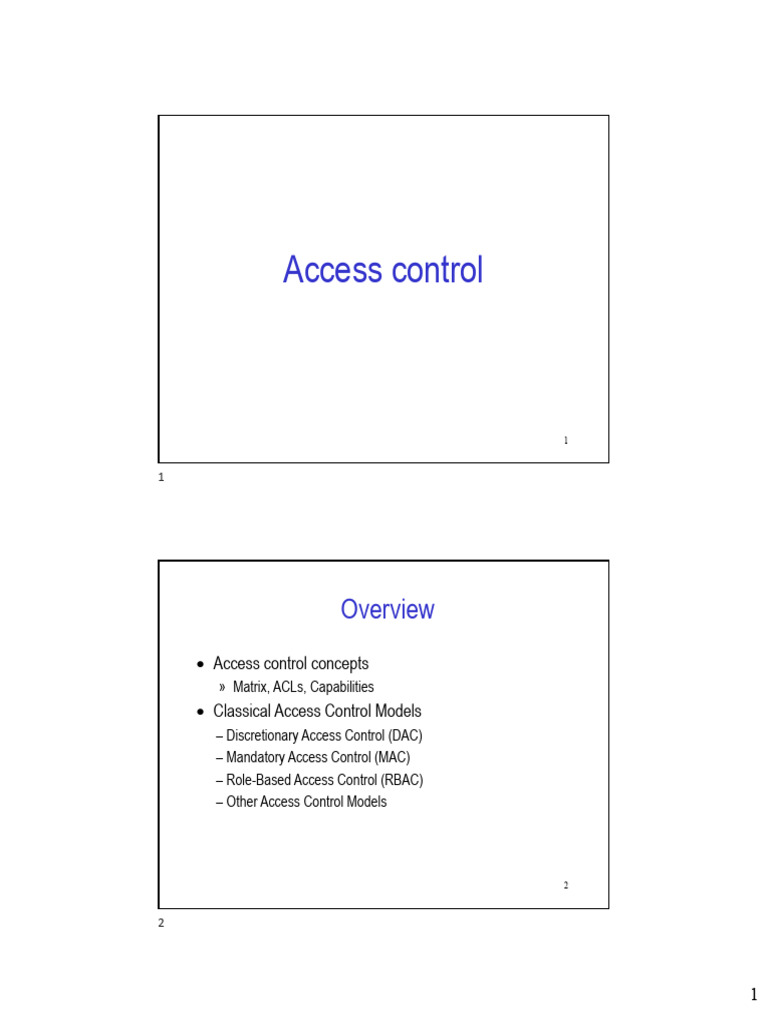 AccessControl Revised Handouts | PDF | Computer Access Control | Physical Security