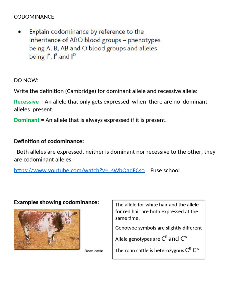 4 Codominance | PDF | Dominance (Genetics) | Genotype