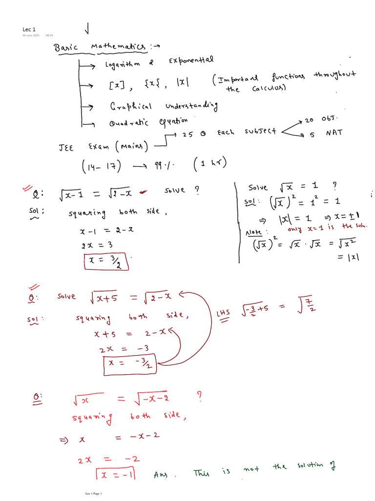 Lec 1 Basic Math (Introduction) | PDF