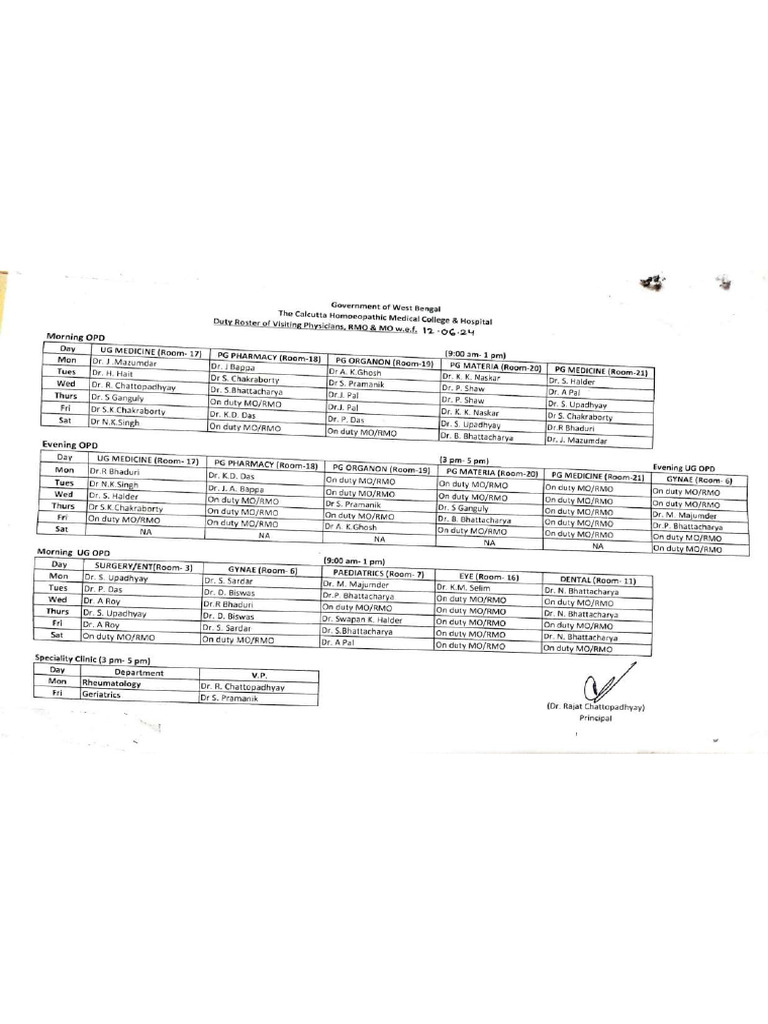 OPD Doctor Schedule | PDF