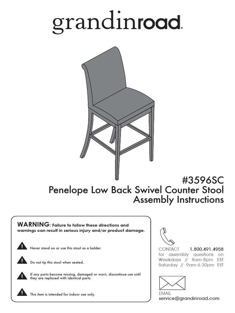 Penelope Counter Stool Assembly Guide | PDF | Screw | Metalworking