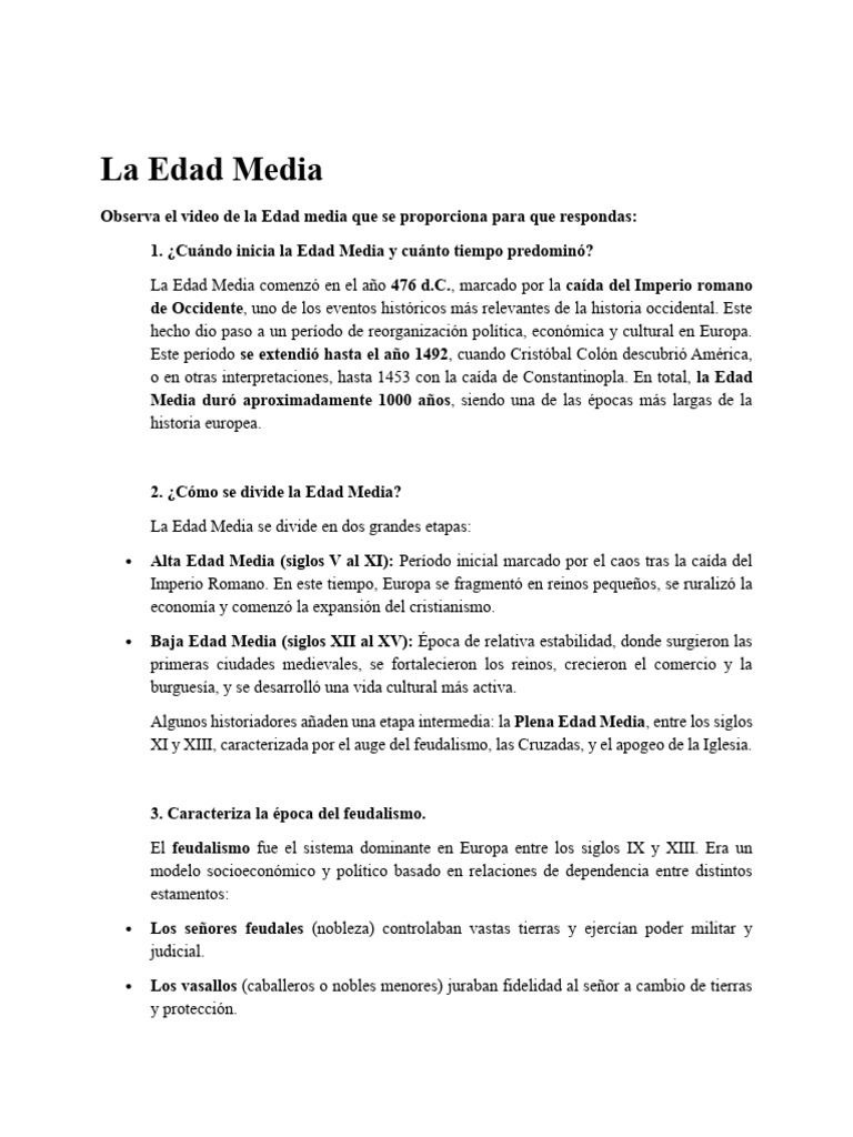 Historia y características de la Edad Media | PDF | Edades medias | Mahoma