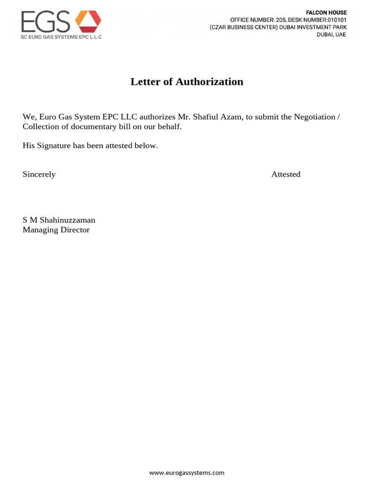 Authorization Letter for Bill Submission | PDF