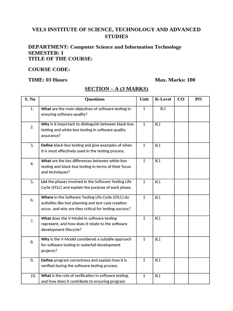 24 Regulation Question Bank New Format | PDF | Software Testing ...