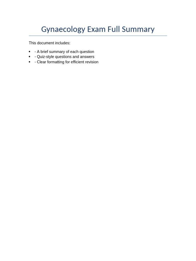 Complete Gyn Exam Summary | PDF