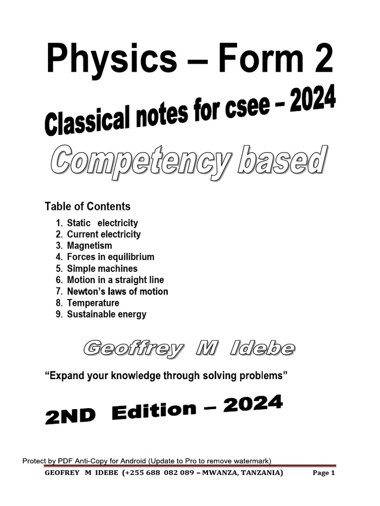 Physics - Form 2 - 250105 - 160546 | PDF | Capacitor | Capacitance