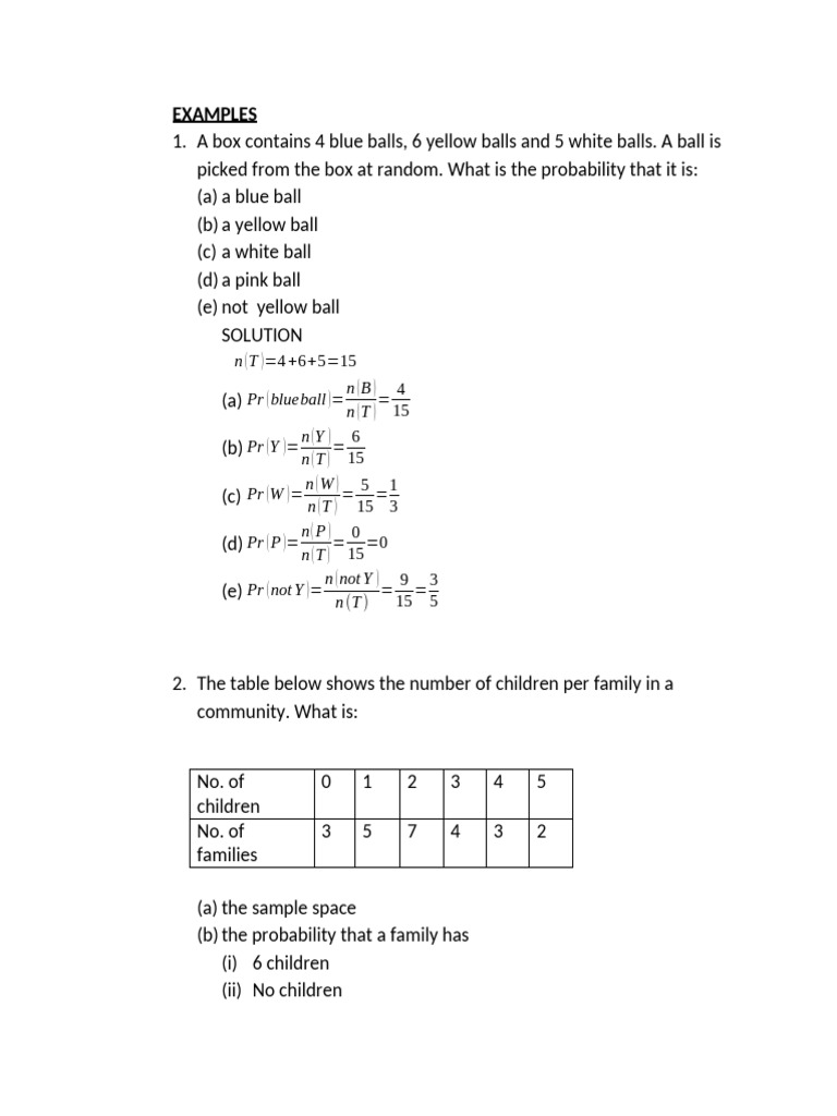 Worked Examples On Probability | PDF | Playing Cards | Gaming Devices