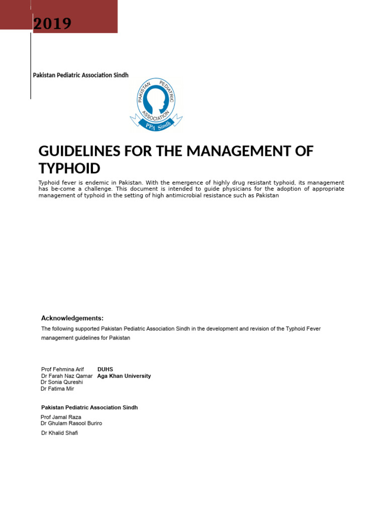 Typhoid Management Guidelines Pakistan | PDF | Medical Specialties ...