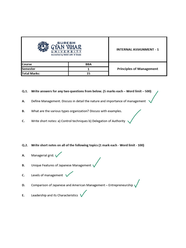 Principles of Management-Final Exam | PDF