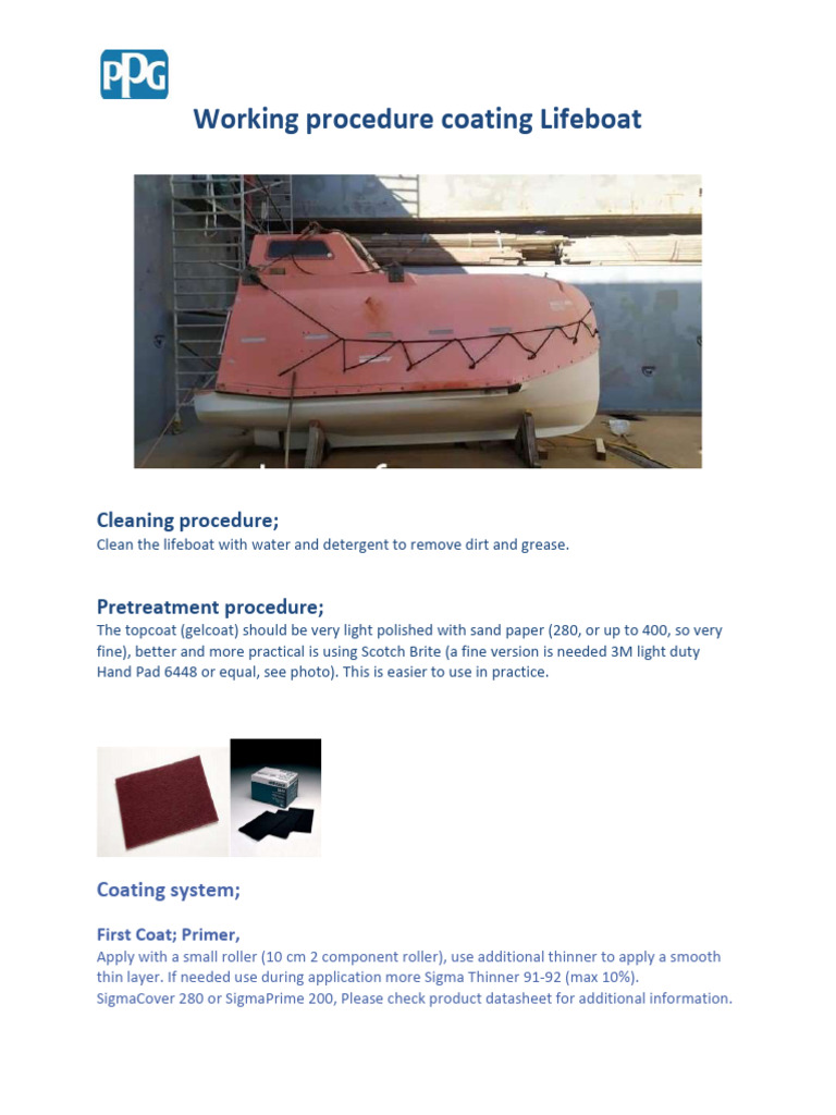 Lifeboat Coating Procedure Guide | PDF