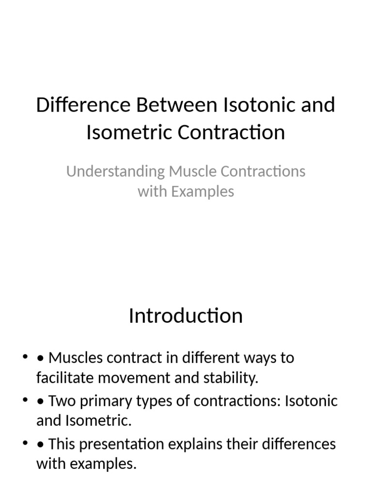 Isotonic vs Isometric Muscle Contractions | PDF