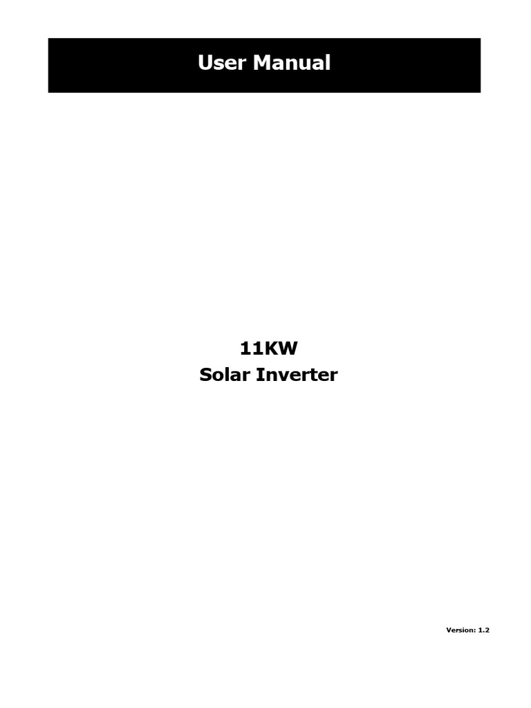 11KW Solar Inverter User Manual | PDF | Battery Charger | Power Inverter