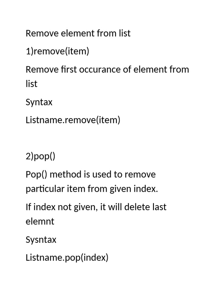 Remove Element From List | PDF