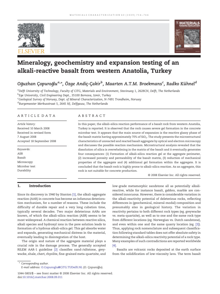 Mineralogy Geochemistry and Expansion Testing of An Alka - 2009 ...
