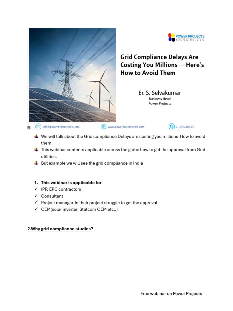 Grid Compliance Webinar for Power Projects | PDF | Ac Power ...