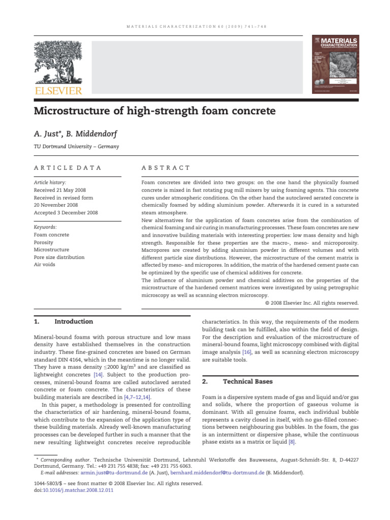 High-Strength Foam Concrete Microstructure | PDF | Porosity | Concrete