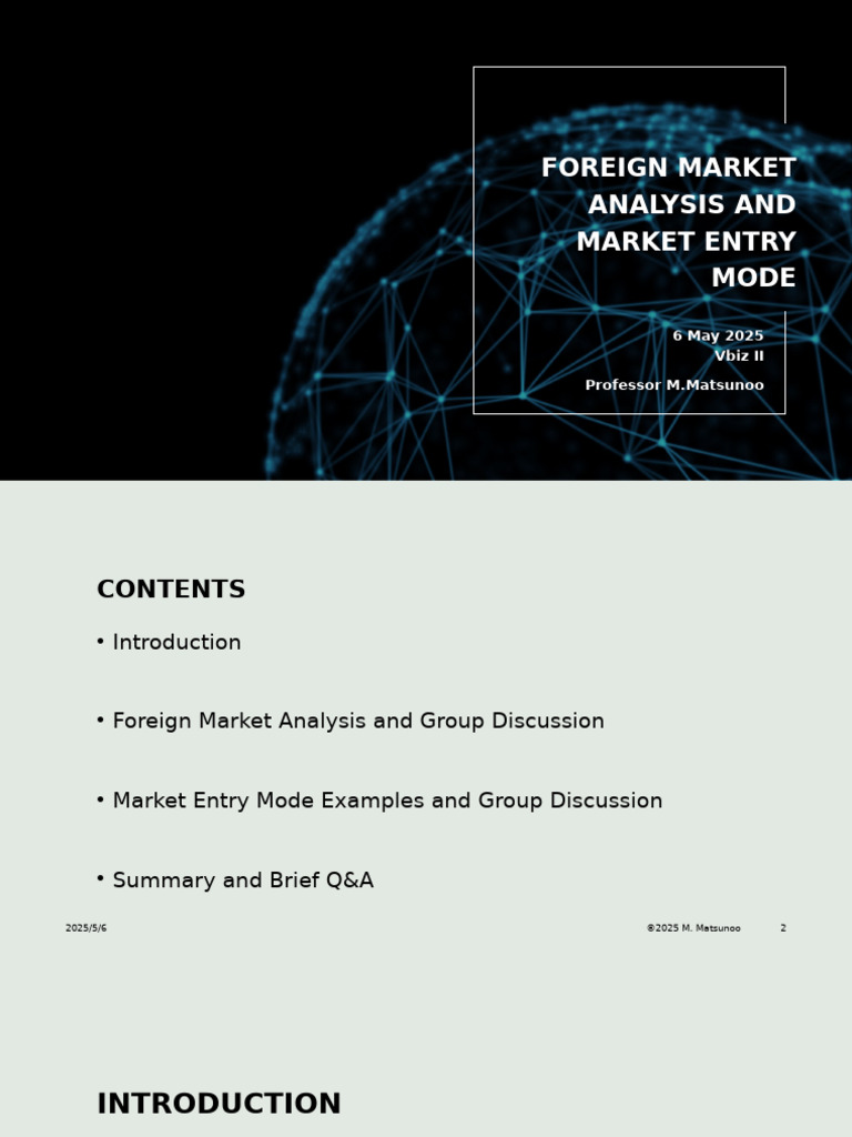 Foreign Market Analysis and Market Entry Mode | PDF | Joint Venture | Franchising