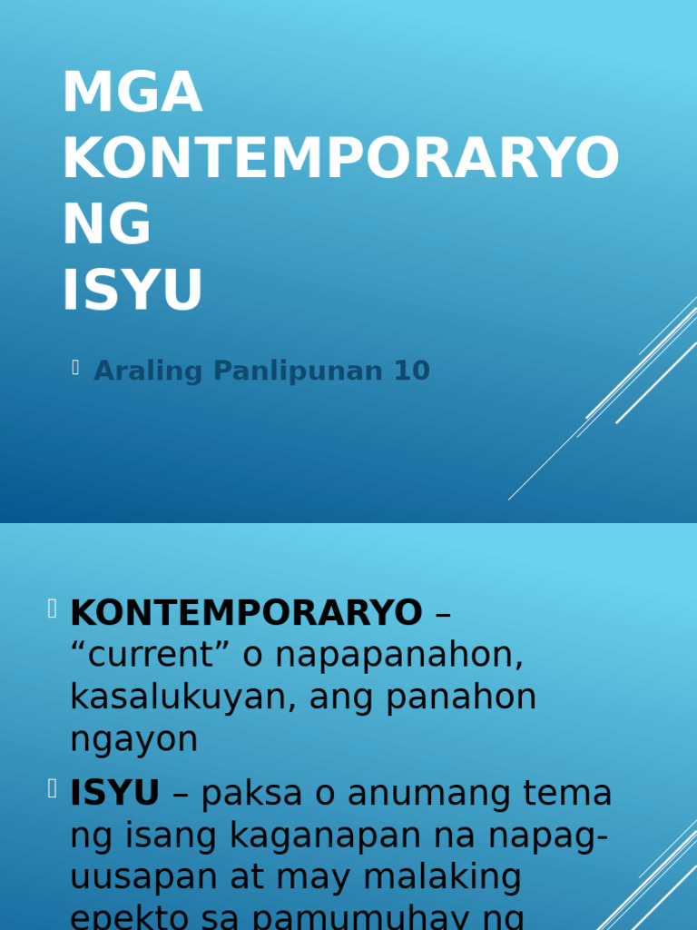 Kontemporaryong Isyu Lesson 1 | PDF